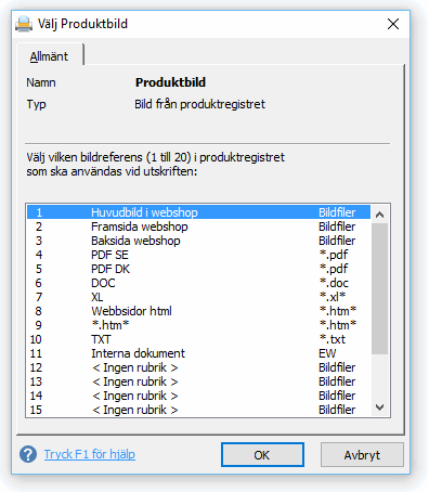 Design av listor - Välj Produktbild